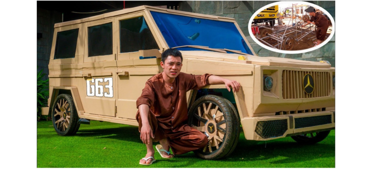 Fahrbarer Mercedes-AMG G63 im Format 1:1 aus Pappe: Bastelarbeit ...